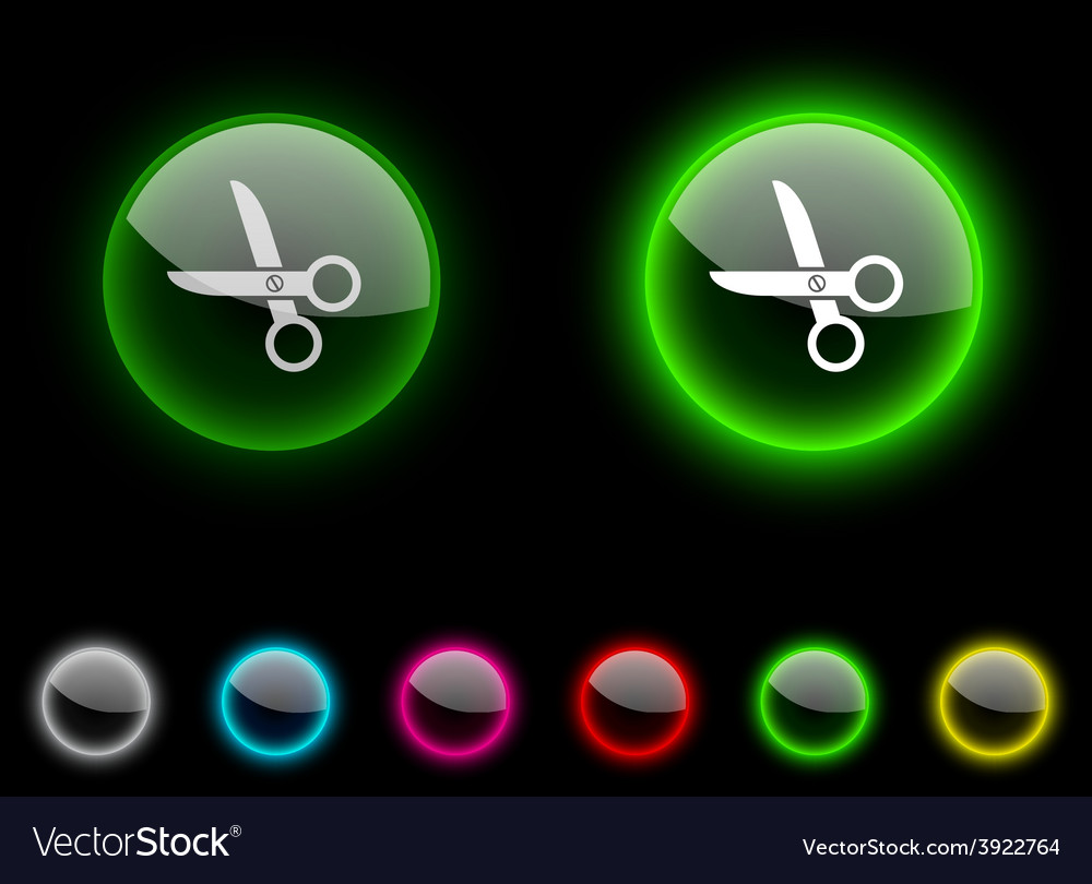 Scissors button Royalty Free Vector Image - VectorStock
