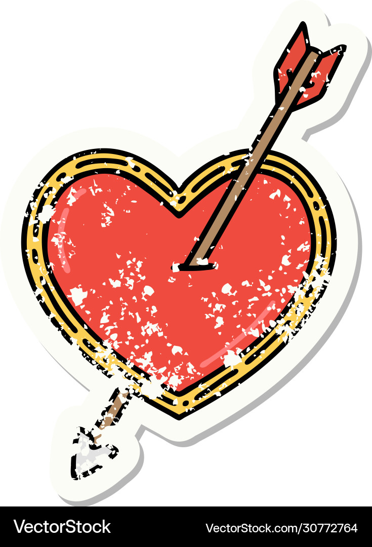 Traditional distressed sticker tattoo an arrow Vector Image