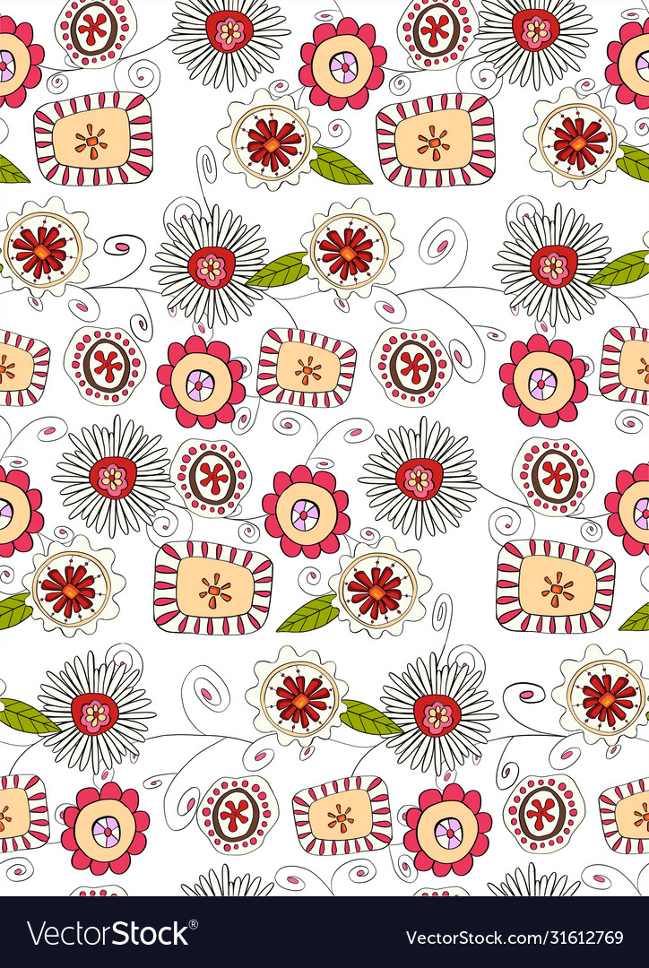 Abstract flowers seamless pattern Royalty Free Vector Image Abstract flowers seamless pattern Royalty Free Vector Image