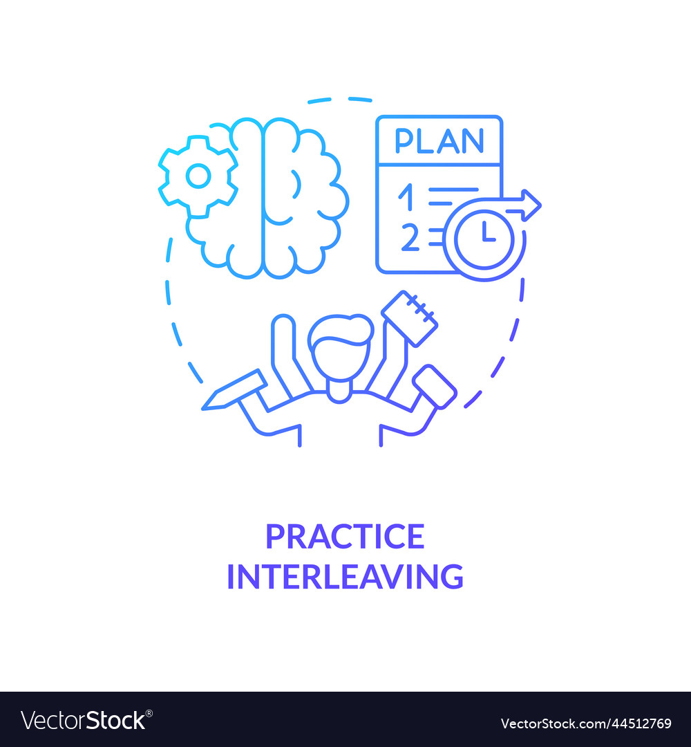 Focus on multitasking learning blue gradient Vector Image