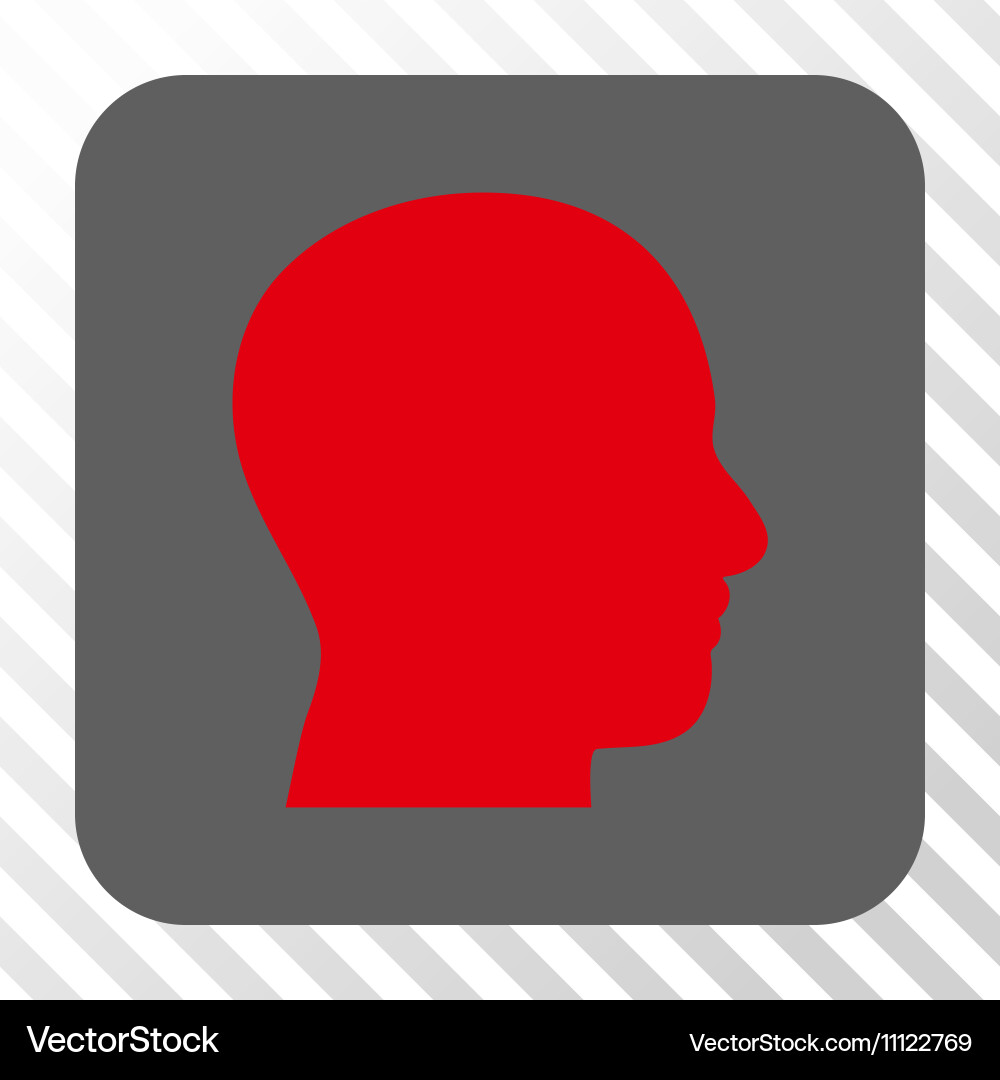 Head profile rounded square button Royalty Free Vector Image