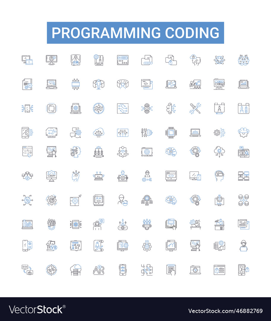 Programming Coding Outline Icons Collection Vector Image 3061