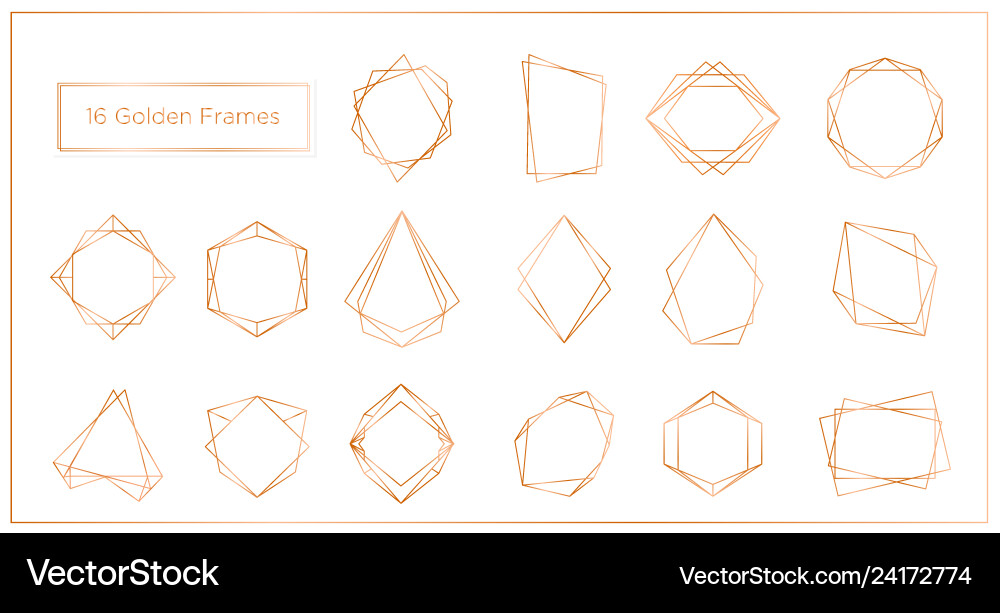 Gold segments frames set Royalty Free Vector Image