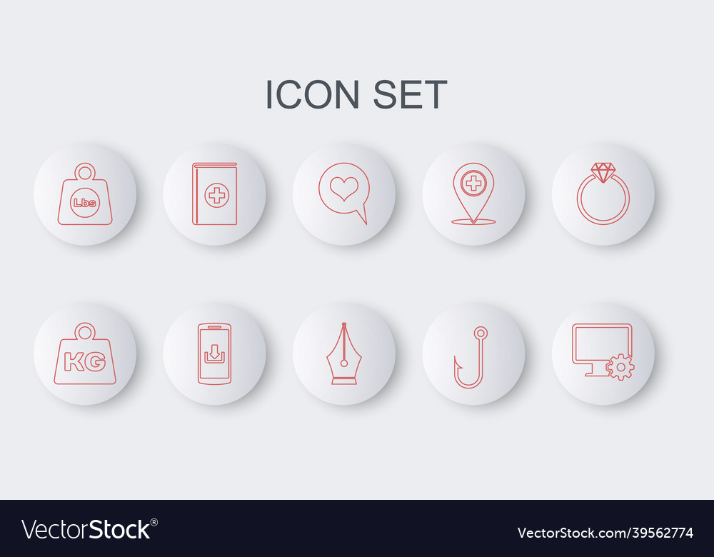 Set line computer monitor and gear weight heart Vector Image Set line computer monitor and gear weight heart Vector Image