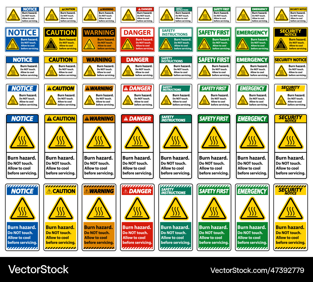 Burn hazard safetydo not touch label sign Vector Image