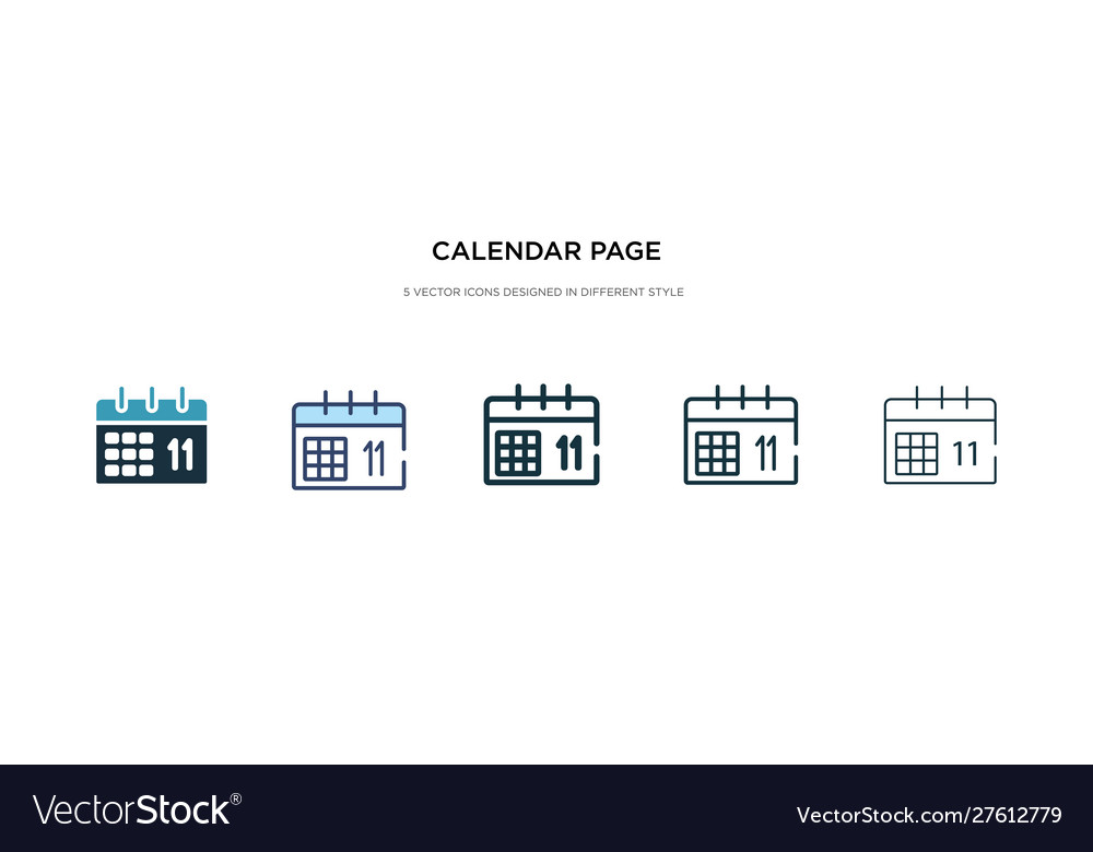 Calendar page icon in different style two Vector Image