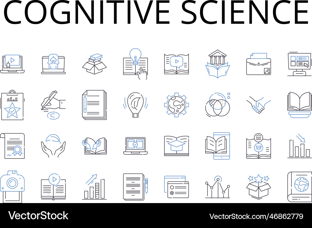 Cognitive science line icons collection quantum Vector Image