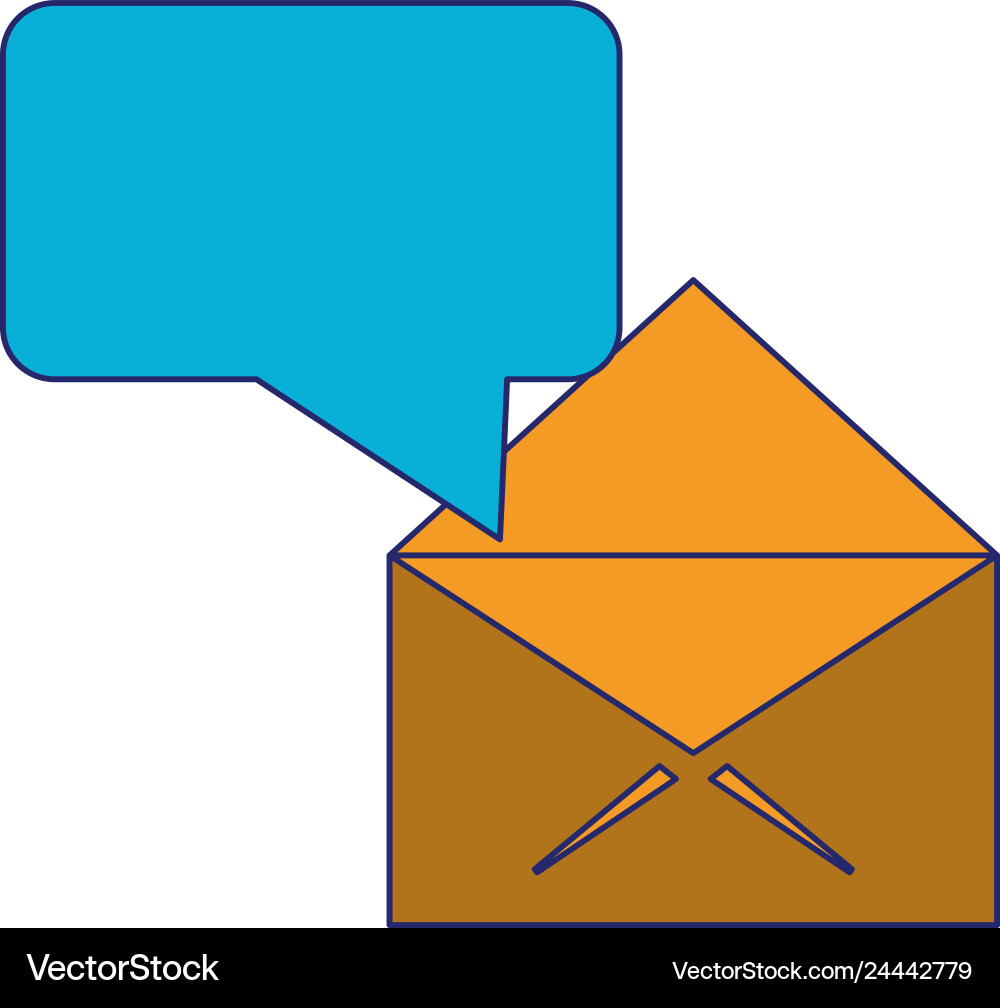Envelope open with blank bubble blue lines Vector Image
