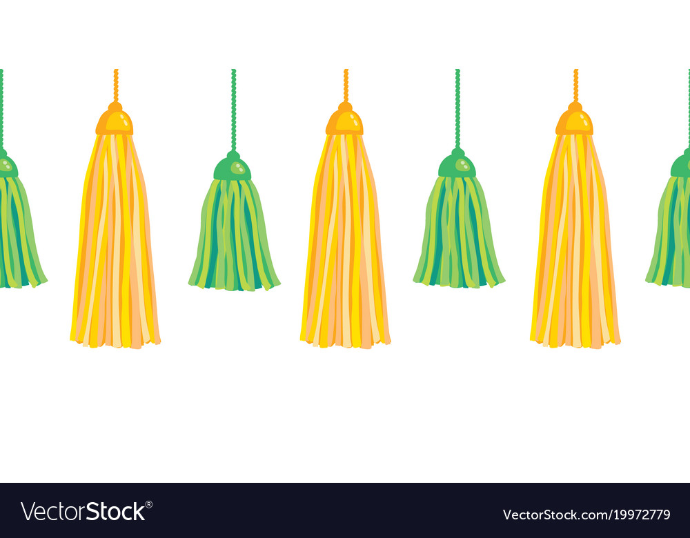 Green Yellow Hanging Decorative Tassels Set Vector Image