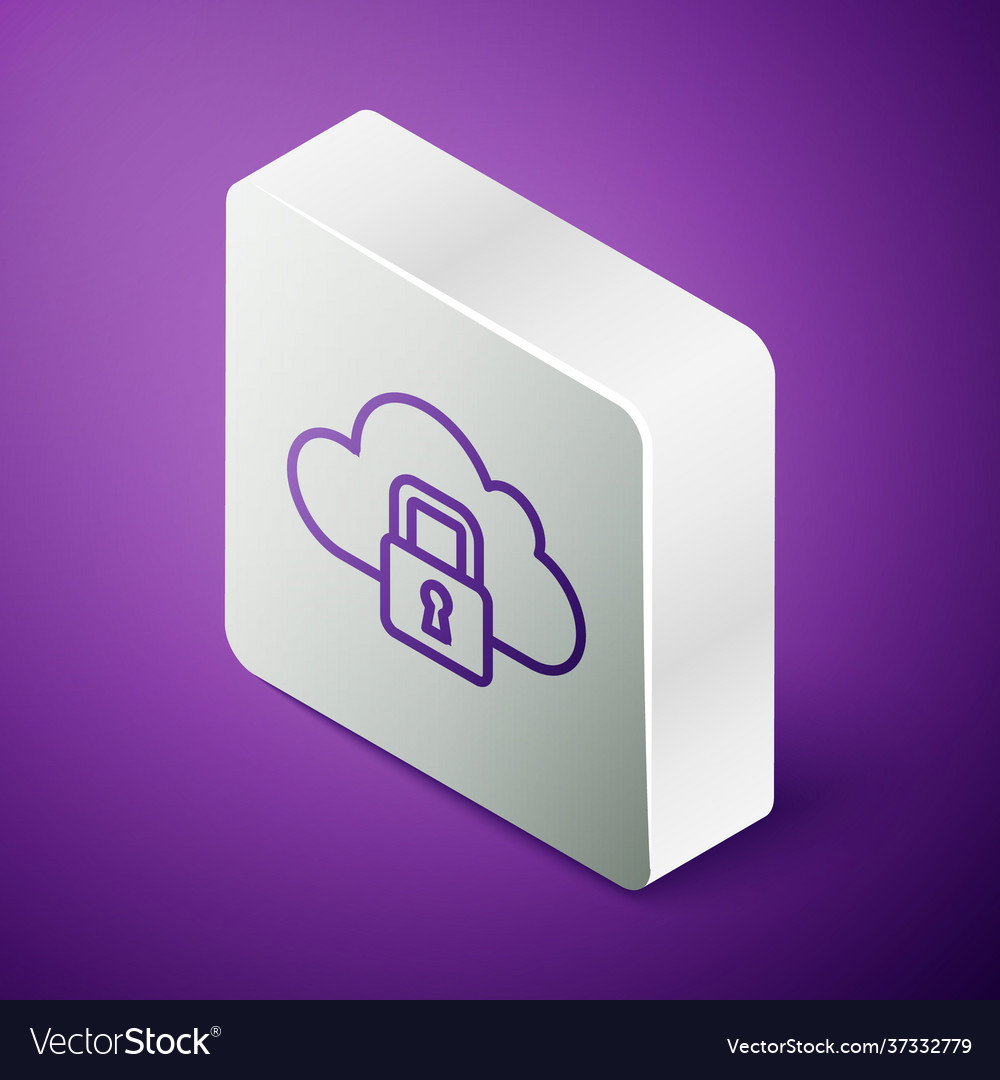 Isometric line cloud computing lock icon isolated Vector Image