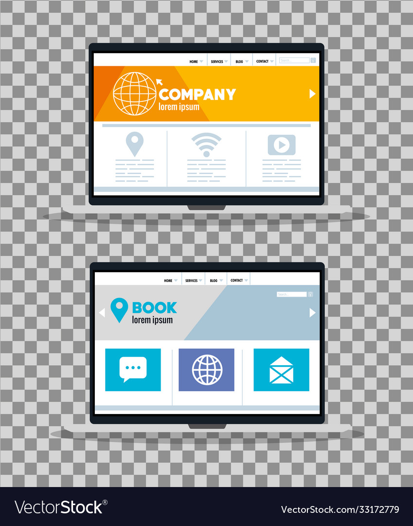 Mockup responsive web concept website development Vector Image
