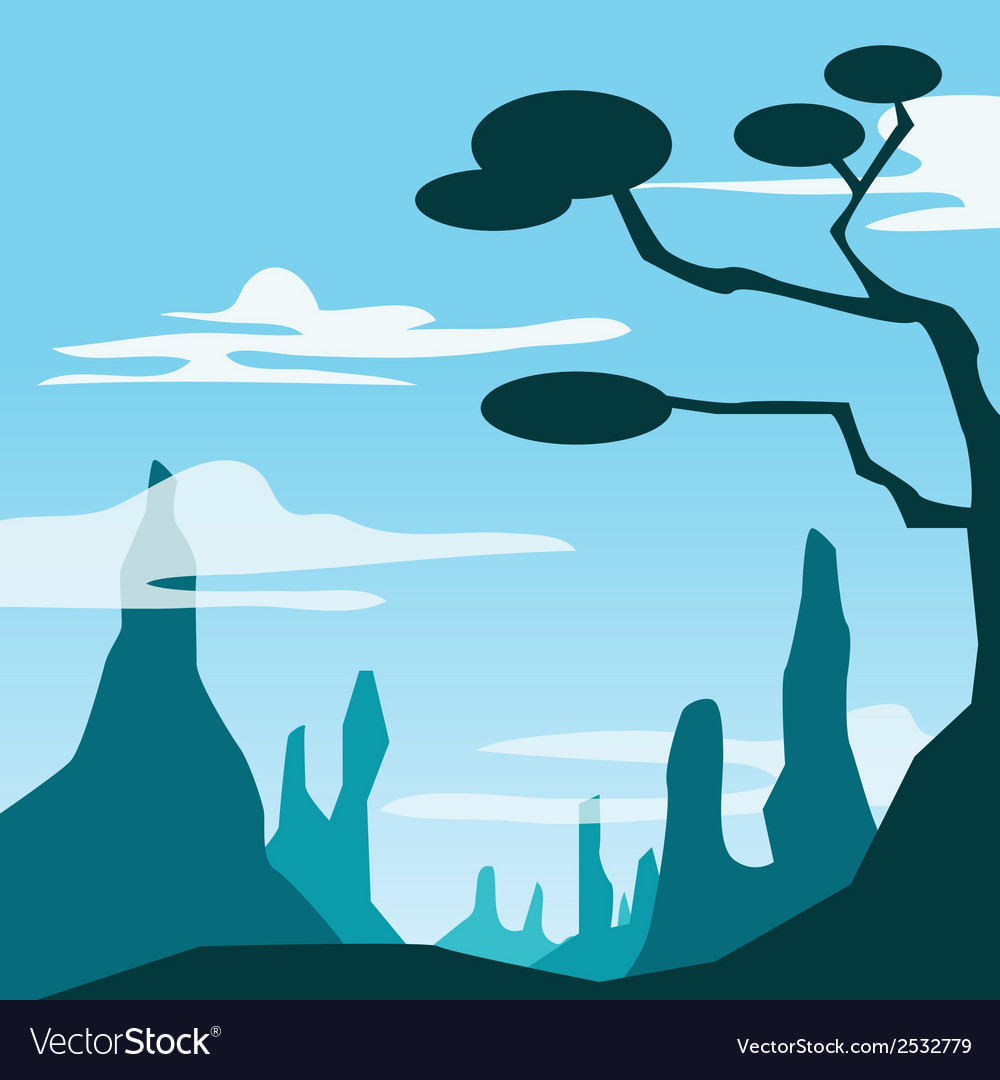 Mountain scene Royalty Free Vector Image - VectorStock