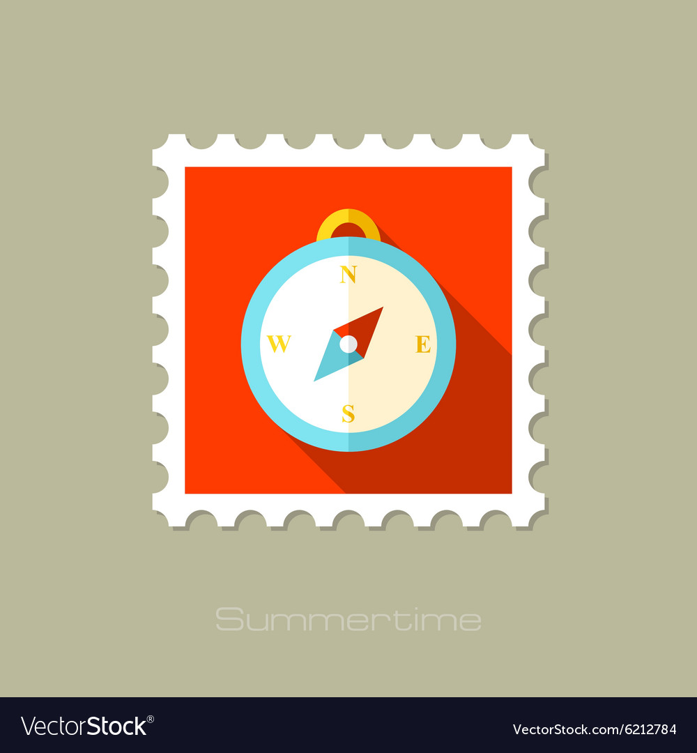 Compass flat stamp with long shadow Royalty Free Vector