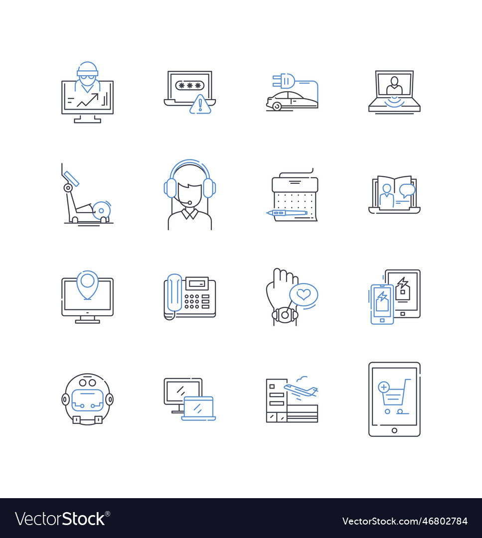 Computerized era line icons collection automation Vector Image Computerized era line icons collection automation Vector Image
