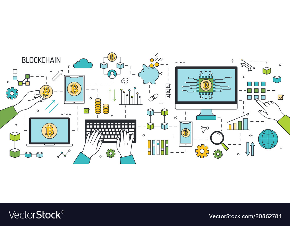 Creative horizontal banner with hands laptop Vector Image