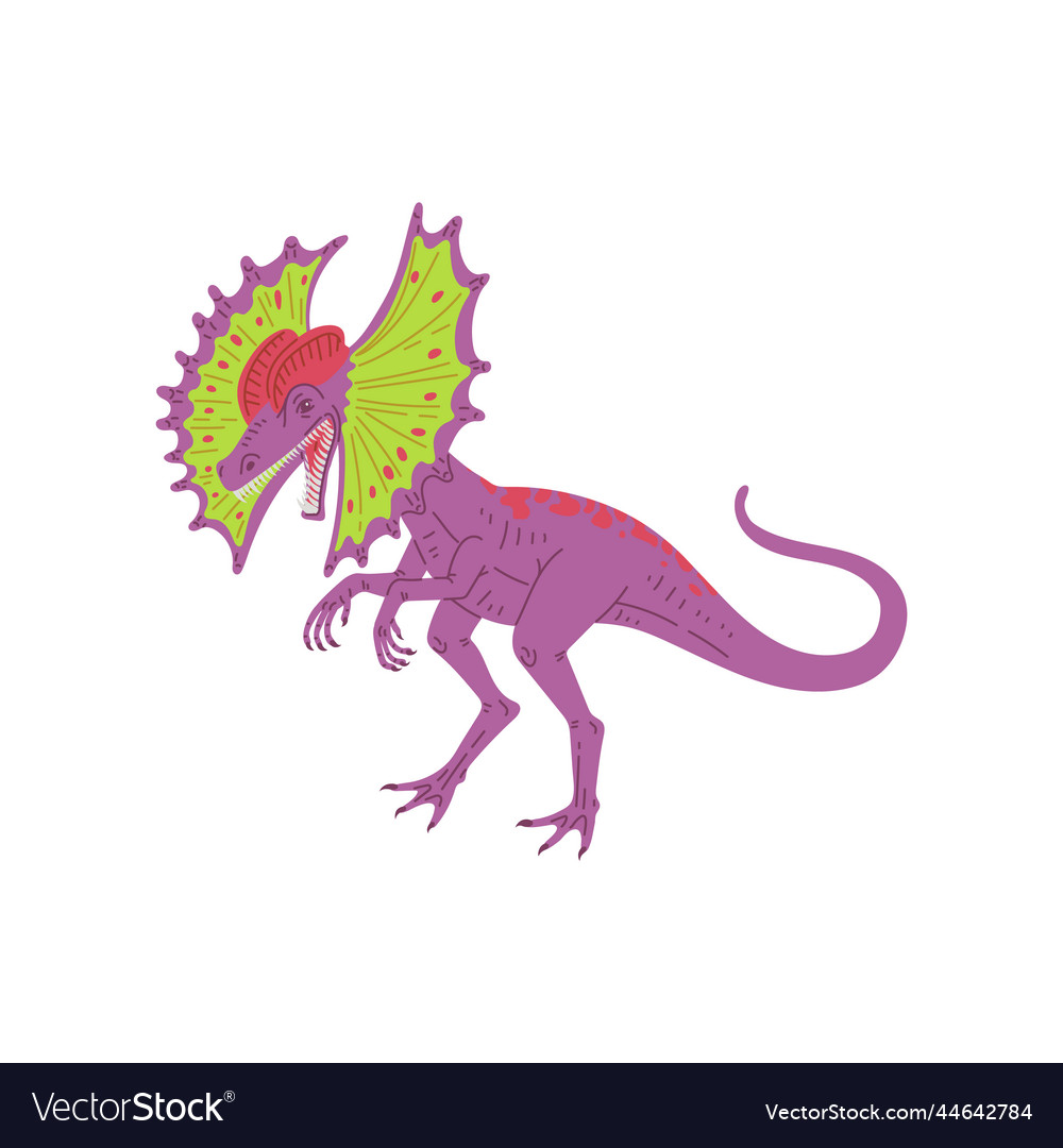 Dilophosaurus dinosaur flat Royalty Free Vector Image