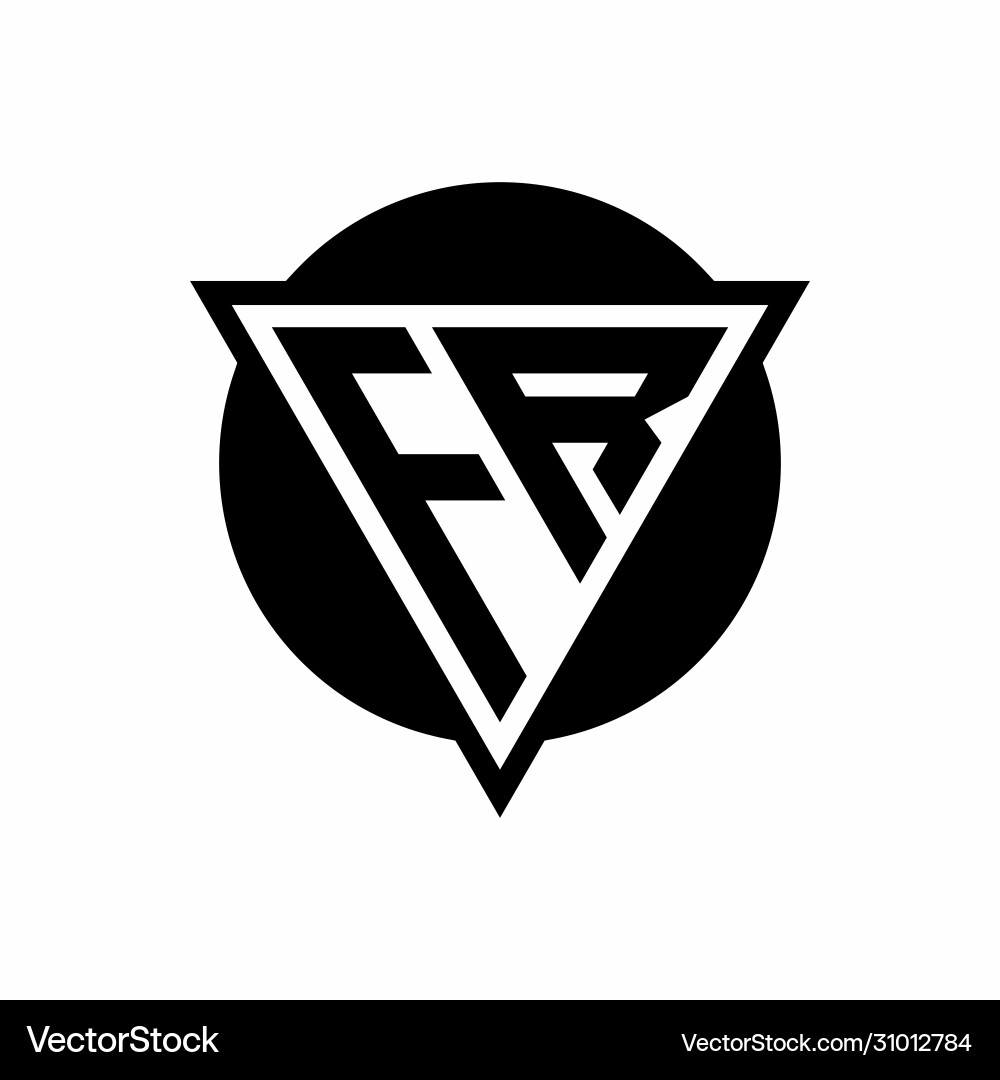 Fr logo with negative space triangle and circle Vector Image