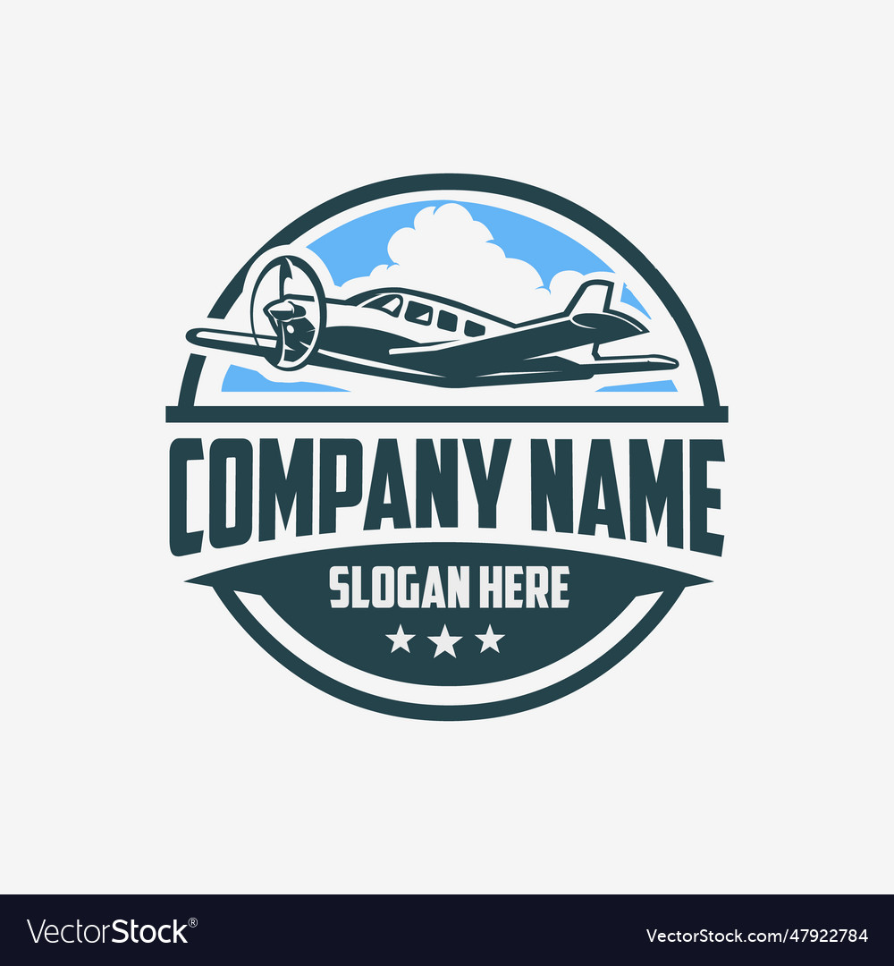 Private plane company circle emblem logo template Vector Image Private plane company circle emblem logo template Vector Image