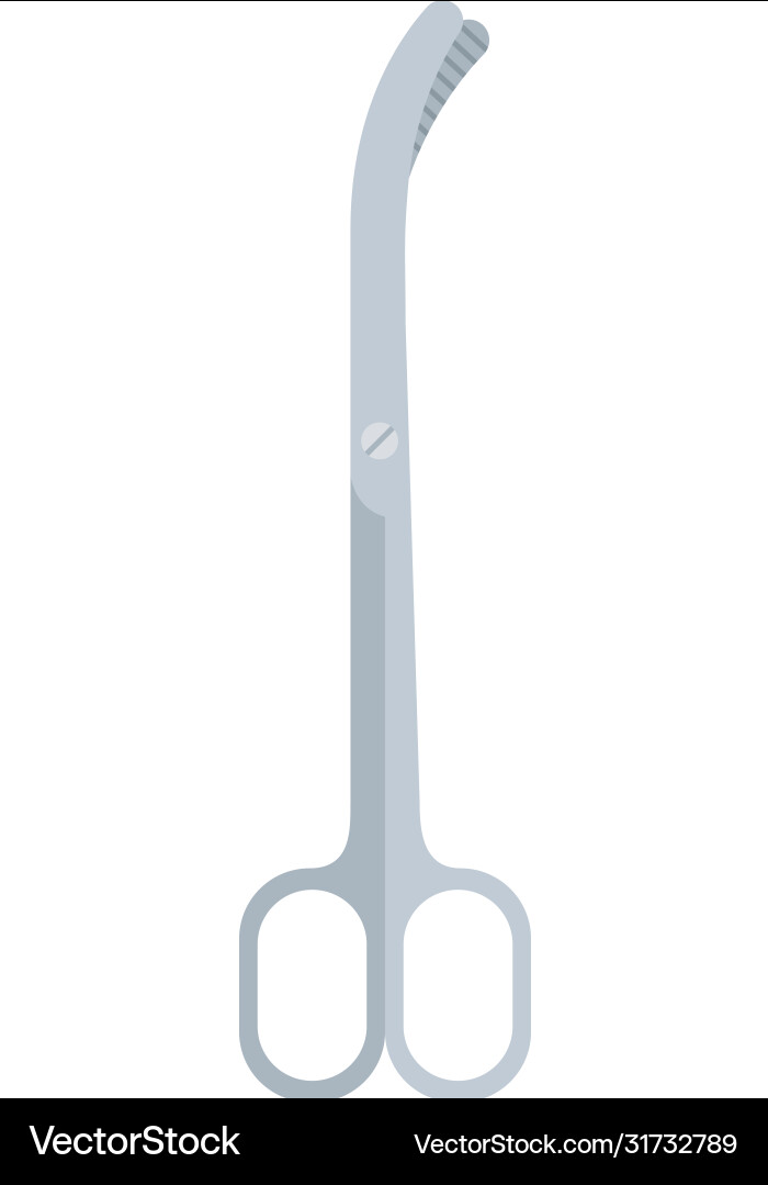 Curved dental scissors icon flat Royalty Free Vector Image