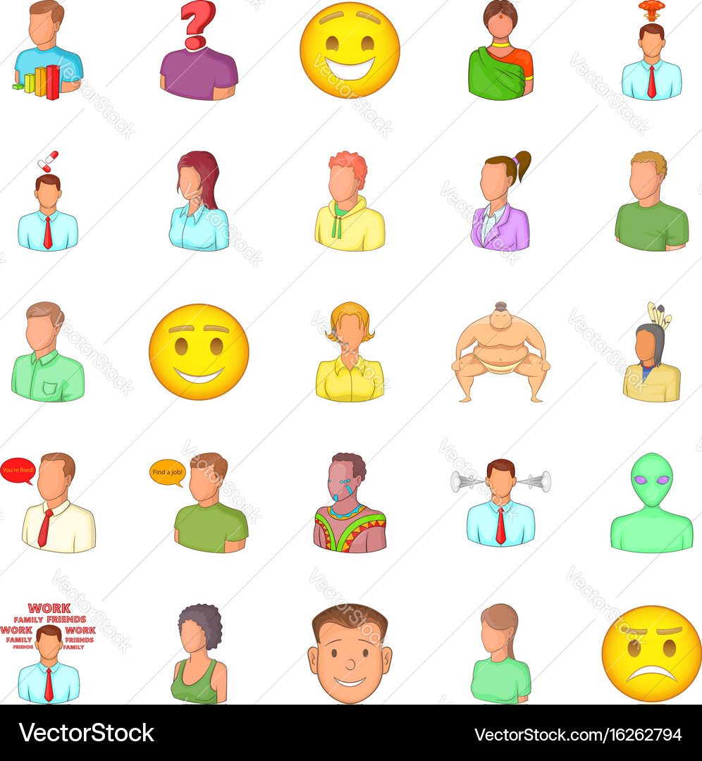 Humanity icons set cartoon style Royalty Free Vector Image