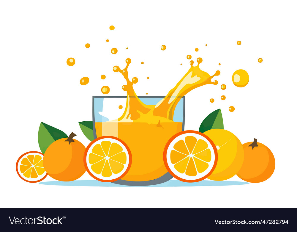 Refreshing homemade orange juice with splashing Vector Image
