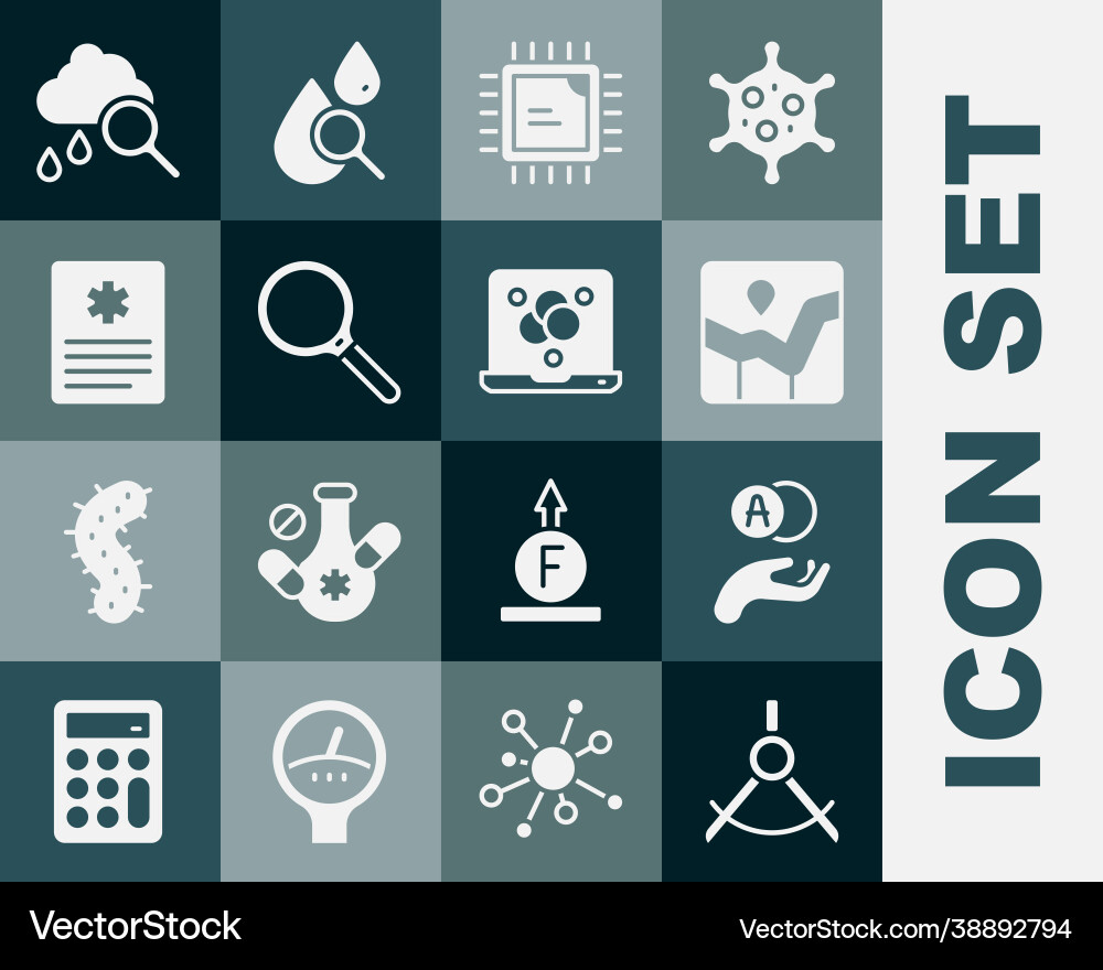 Set drawing compass atom graph chart infographic Vector Image