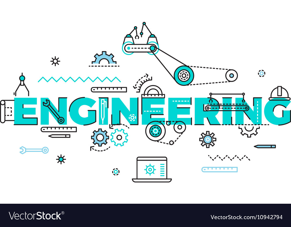 Technology engineering flat concept Royalty Free Vector