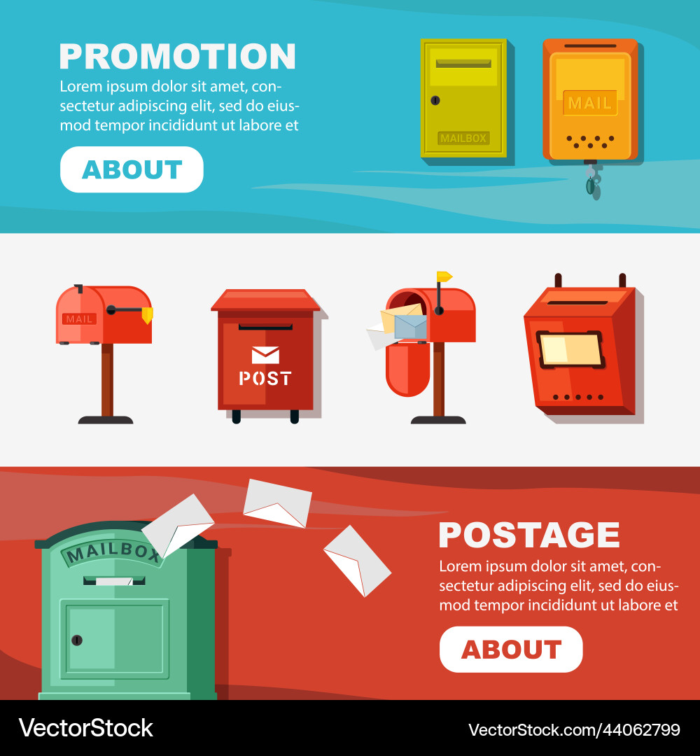 Post office banners mailboxes points for delivery Vector Image