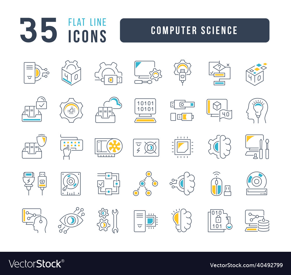 Set of linear icons of computer science Royalty Free Vector