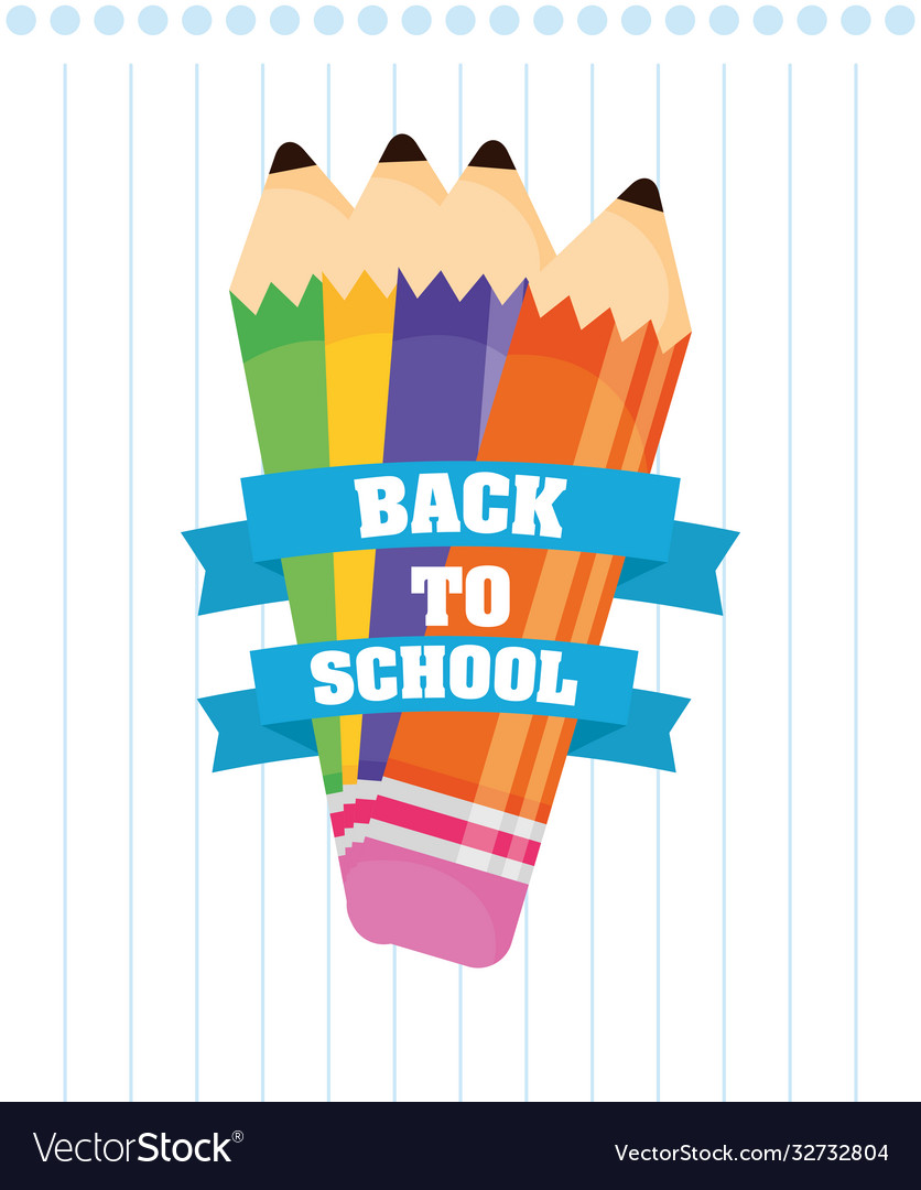 Back to school poster with colors pencils Vector Image
