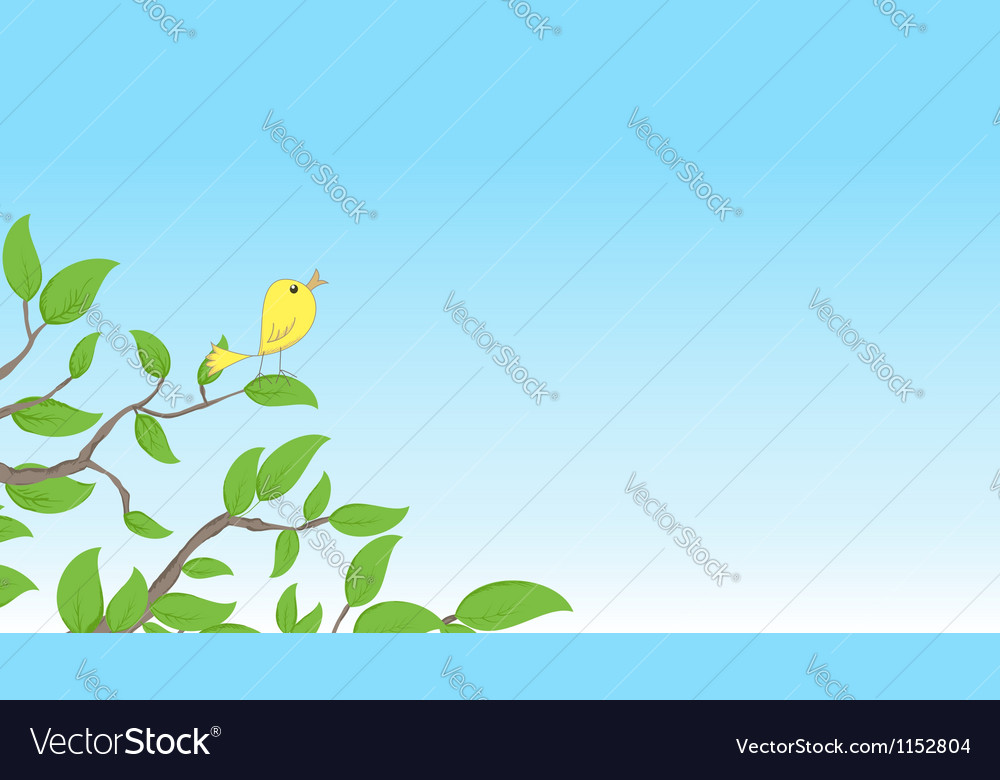 Background with bird on a tree Royalty Free Vector Image