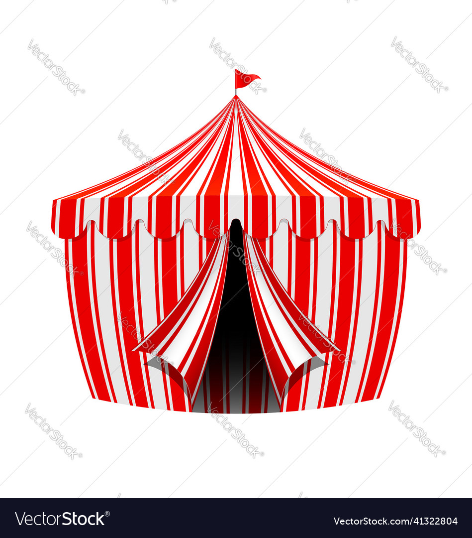 Classic red and white striped circus tent Vector Image