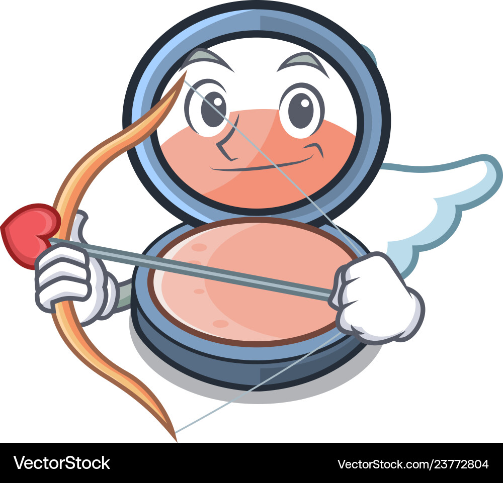 Cupid blush on a cartoon makeup bag Royalty Free Vector