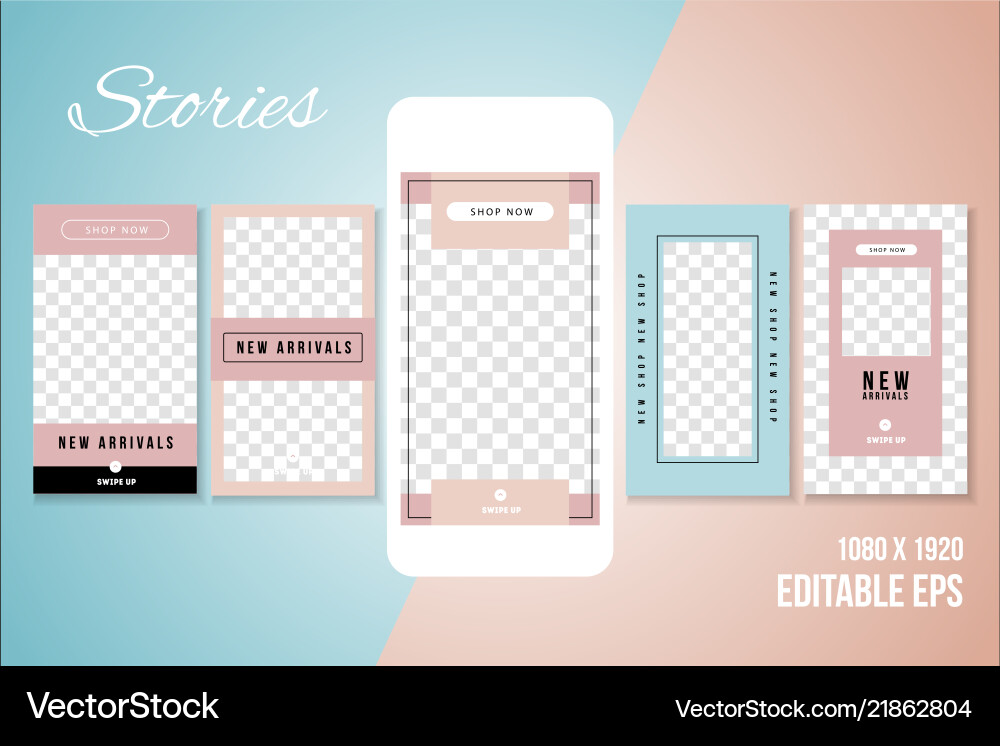 Editable social media stories Royalty Free Vector Image