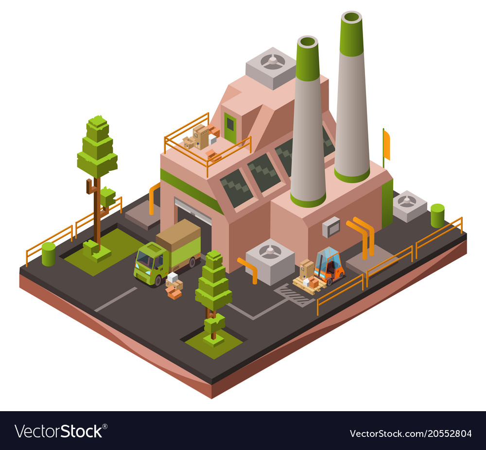 Factory plant isometric 3d of Royalty Free Vector Image Factory plant isometric 3d of Royalty Free Vector Image