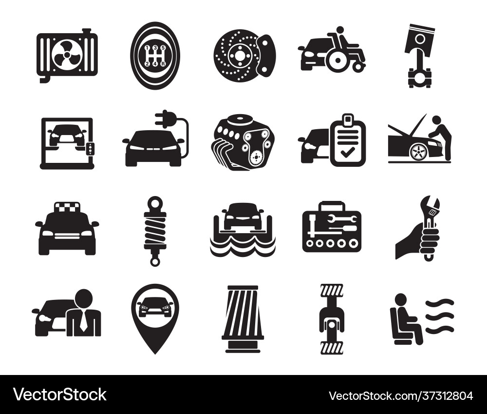 Simple set car transport related icons Royalty Free Vector