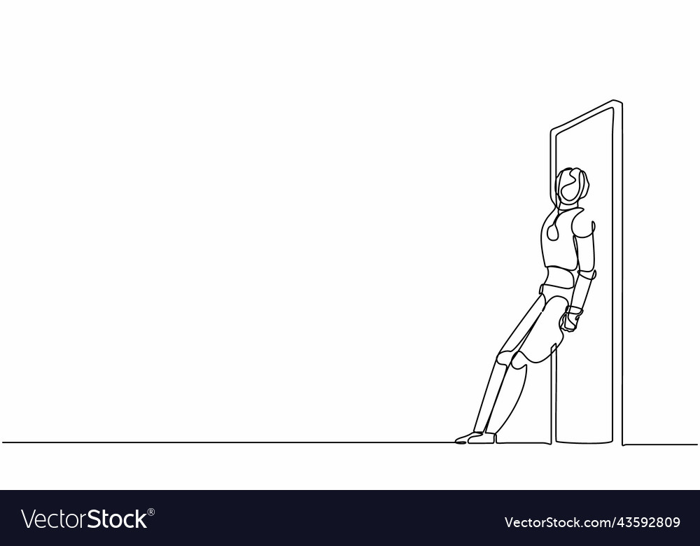 Continuous one line drawing robots standing Vector Image Continuous one line drawing robots standing Vector Image