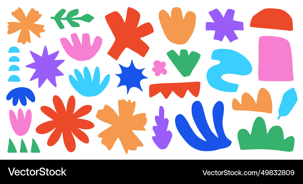 Cut out abstract organic shapes floral forms set Vector Image