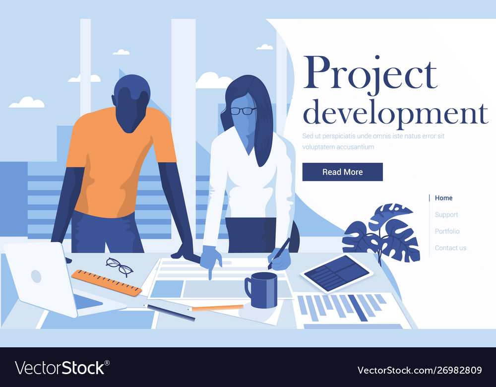 Flat modern design project development Royalty Free Vector