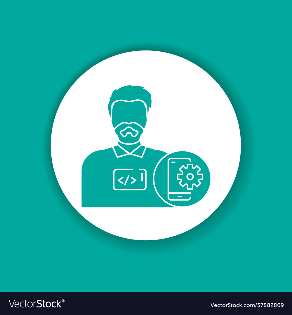 Mobile app developer color glyph icon pictograph Vector Image