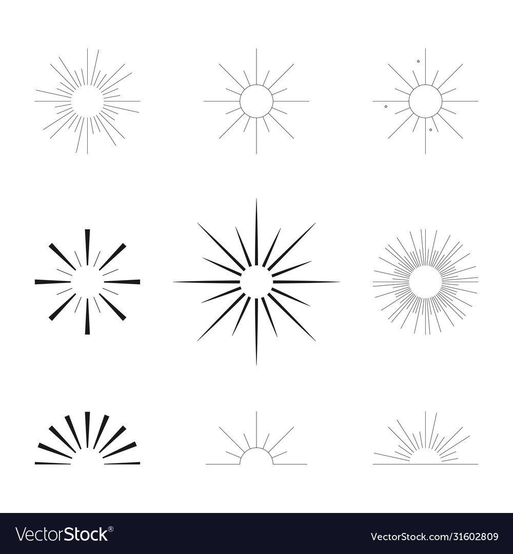Sunburst And Star Burst Icons Set Royalty Free Vector Image