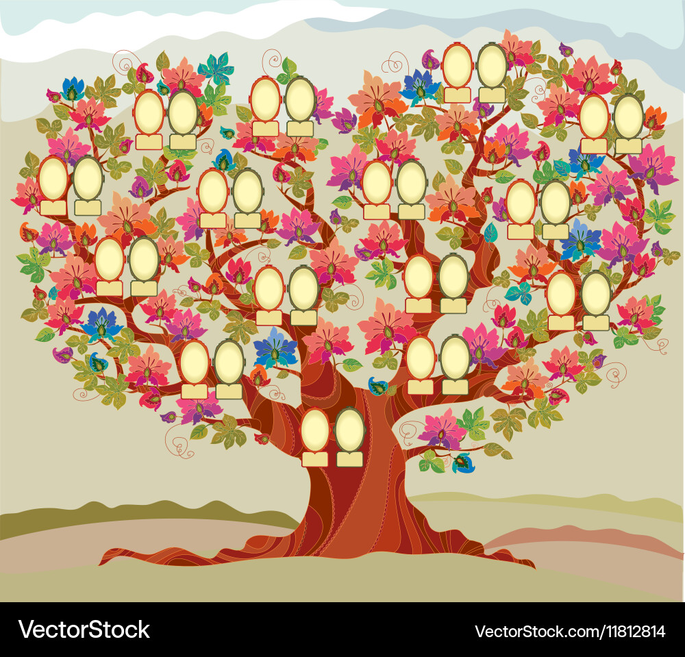 Concept folk style family tree Royalty Free Vector Image