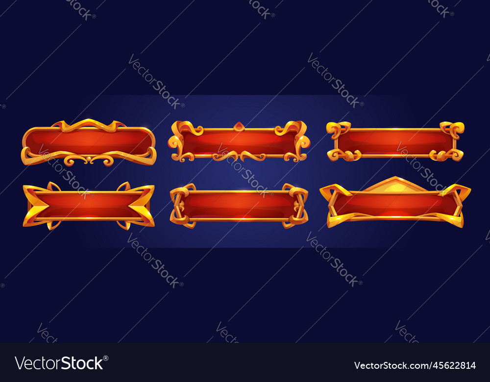 Medieval Red Buttons Ui Game Menu Elements Vector Image