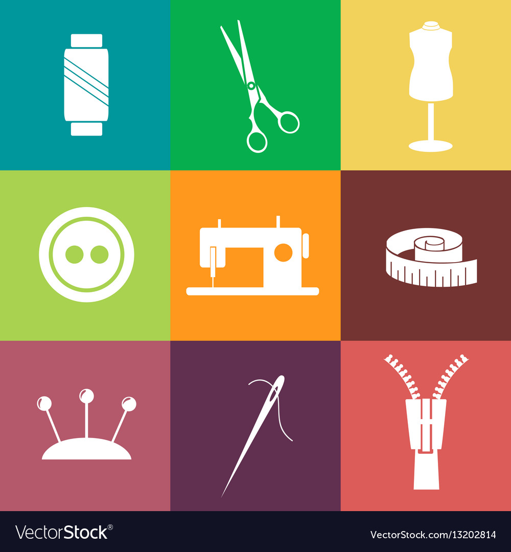 Set Of Sewing And Needlework Line Icons Royalty Free Vector