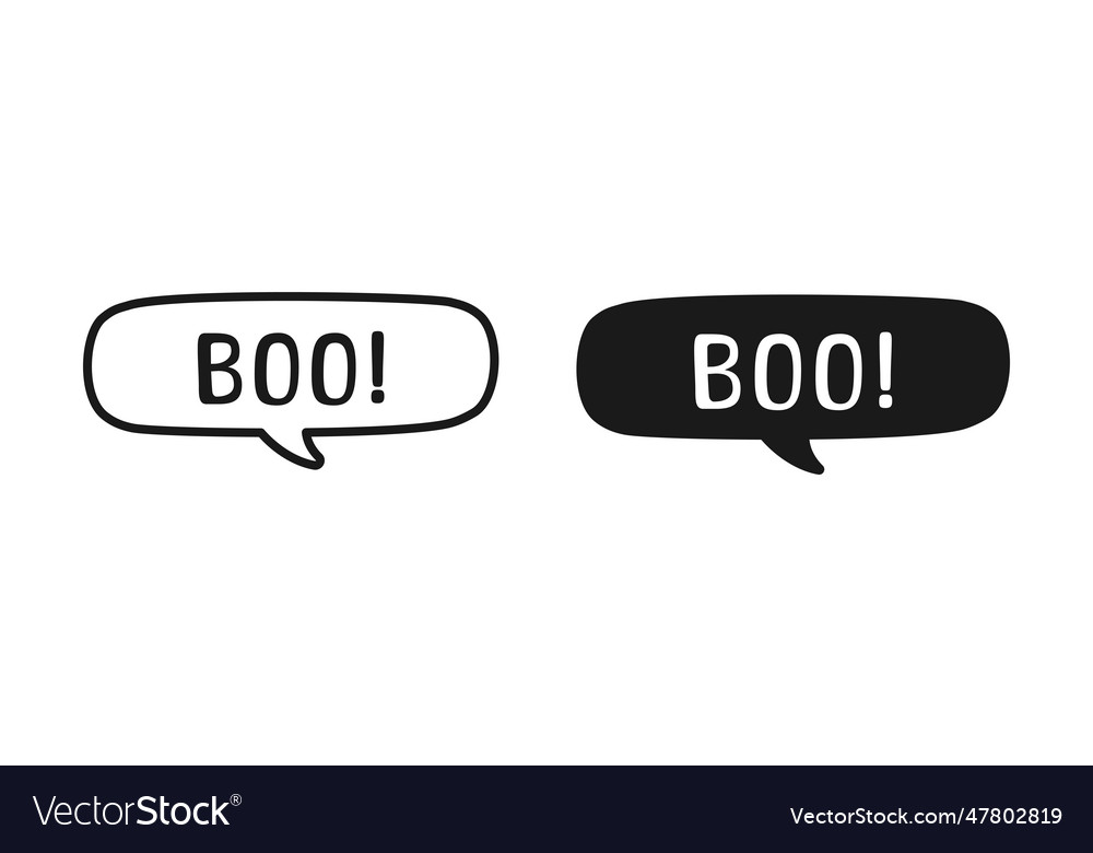 Boo text in speech bubble outline and silhouette Vector Image