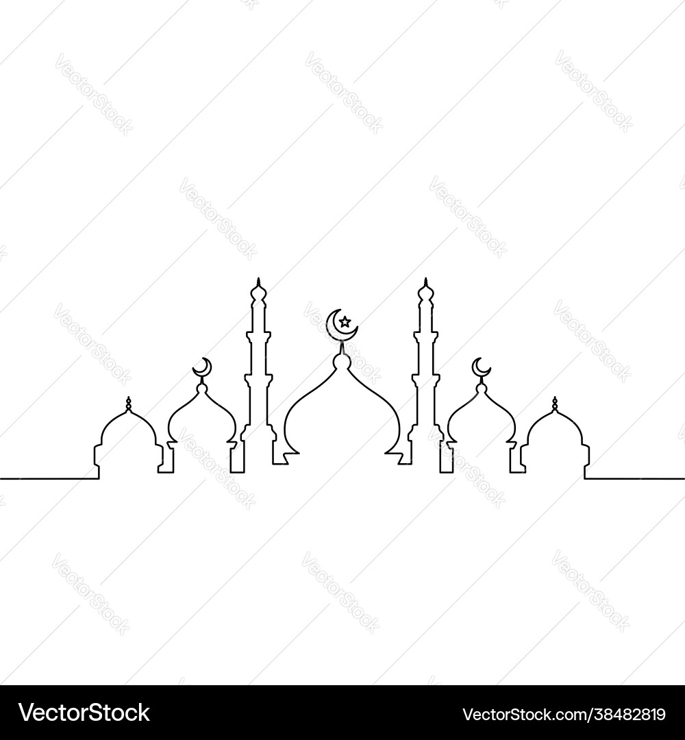 Mosque line art minimalist design islamic Vector Image