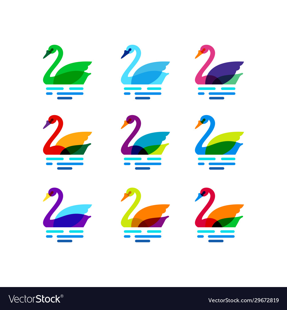 Set colorful goose logo designs Royalty Free Vector Image