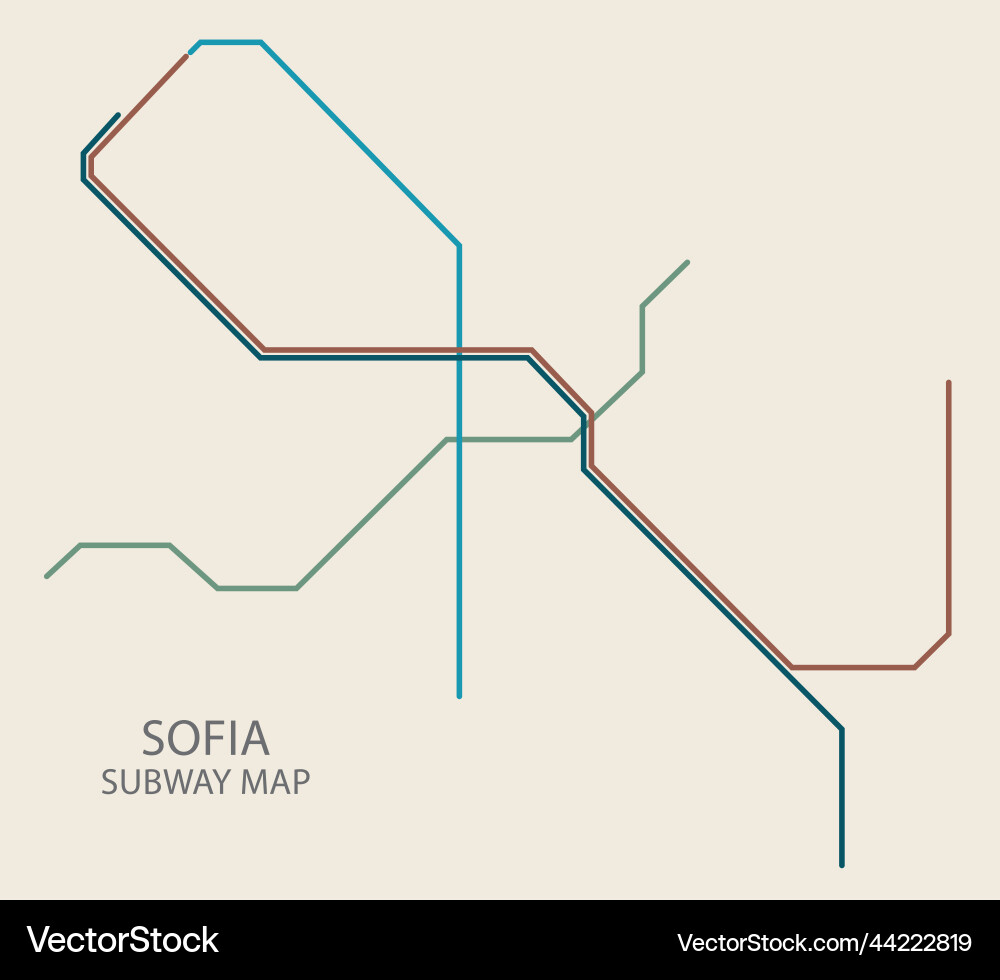 Sofia city subway map colored Royalty Free Vector Image