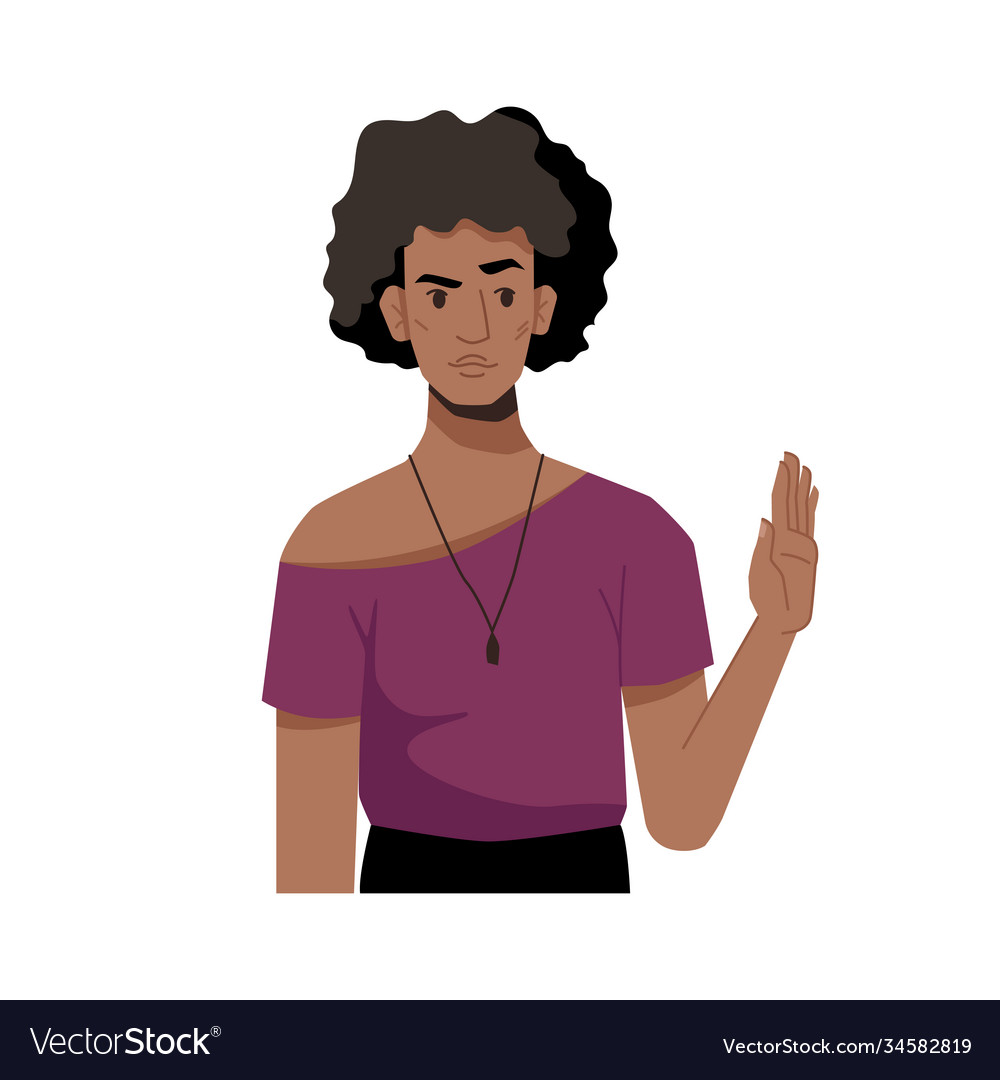 Woman shows stop no sign raised hand isolated Vector Image Woman shows stop no sign raised hand isolated Vector Image