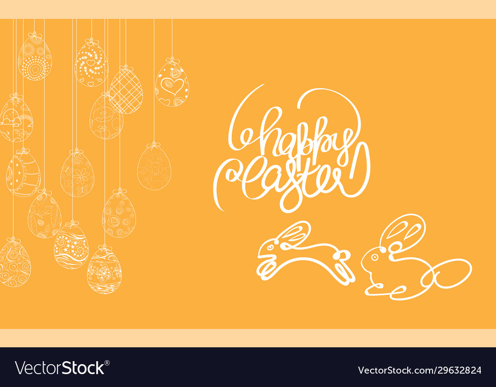 Easter frame with eggs and bunny hand drawn Vector Image